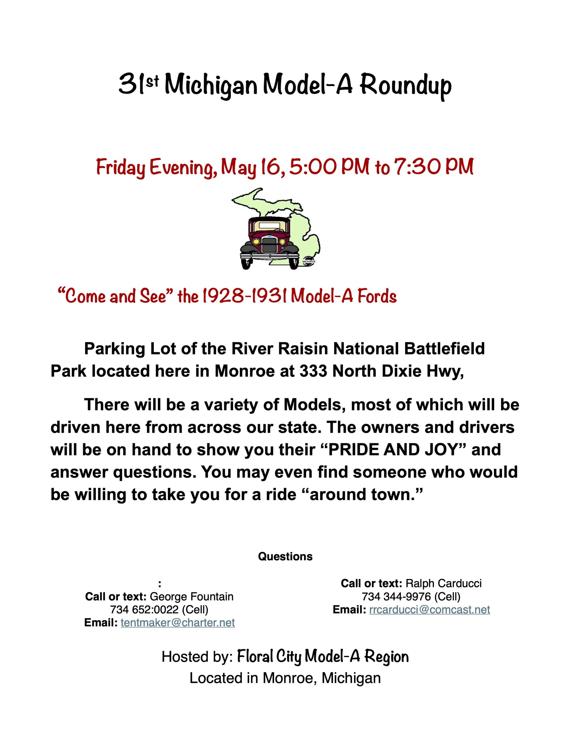 31st Michigan Model-A Roundup - River Raisin National Battlefield Park ...